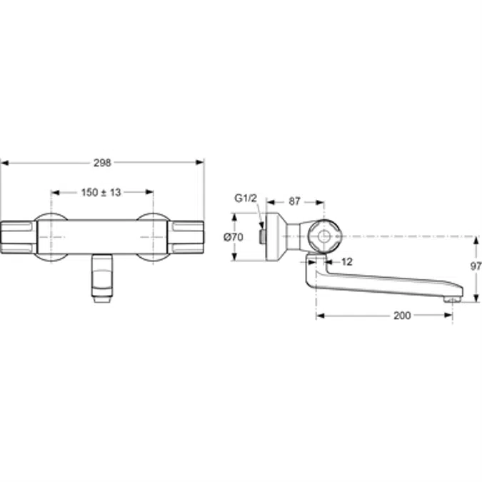BIM objects - Free download! CERAPLUS wall mounted thermostatic basin ...