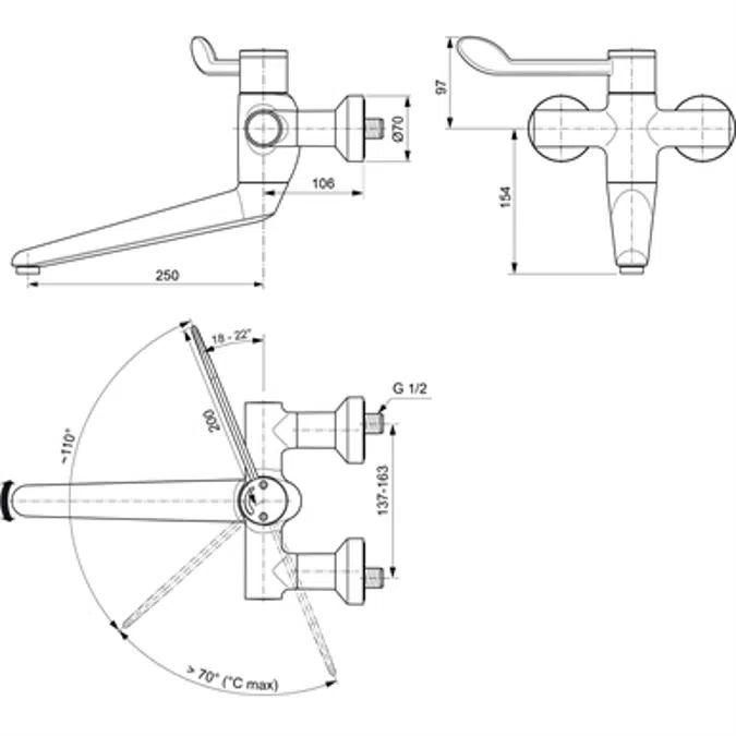 BIM objects - Free download! Ceraplus Safe SQ wall mounted thermostatic ...