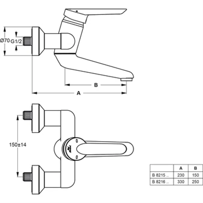 BIM objects - Free download! CERAPLUS wall mounted single lever basin ...