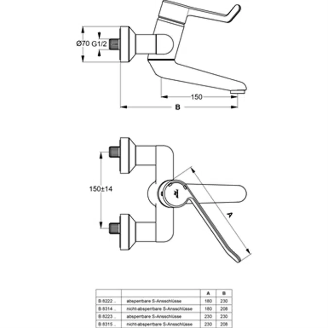 BIM objects - Free download! CERAPLUS wall mounted single lever basin ...