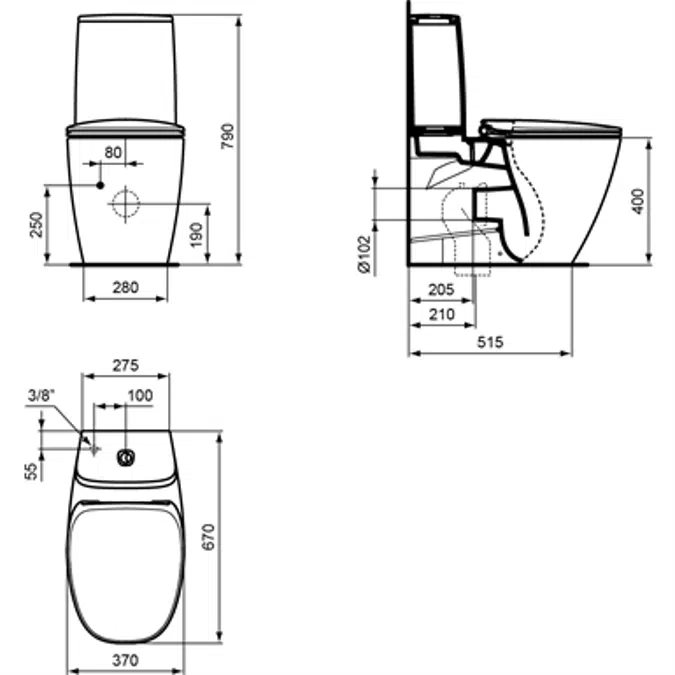 BIM objects - Free download! DEA TANK WITH PORCHER TRIM MATT WHT IP ...