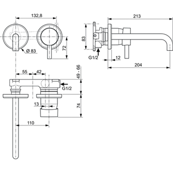 BIM objects - Free download! CERALINE BASIN MIXER BUILT-IN KIT2 H ...