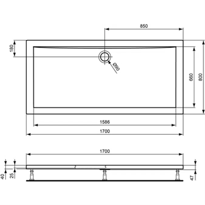BIM objects - Free download! ULTRA LIGHT SHOWER TRAY 170X80 RECTANGULAR ...