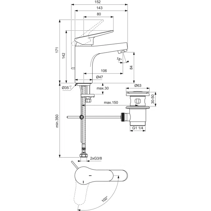 Objetos BIM - ¡Descarga gratis! TEVERE BAS H80 CHR BST,P/MTL 5L | BIMobject