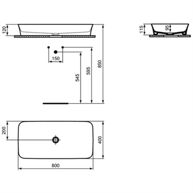 BIM object - Wash basins - IPALYSS VSL BSN 80X40 WHTIP RECT NOF NTH ...