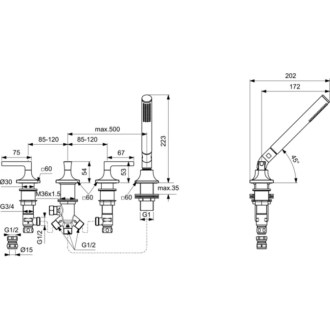 BIM objects - Free download! JOY NEO 4-HOLE BATH & SHOWER DUAL CONTROL ...