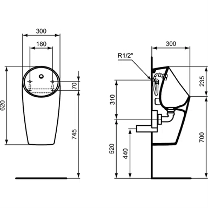 BIM objects - Free download! Sphero MAXI BI Urinal | BIMobject
