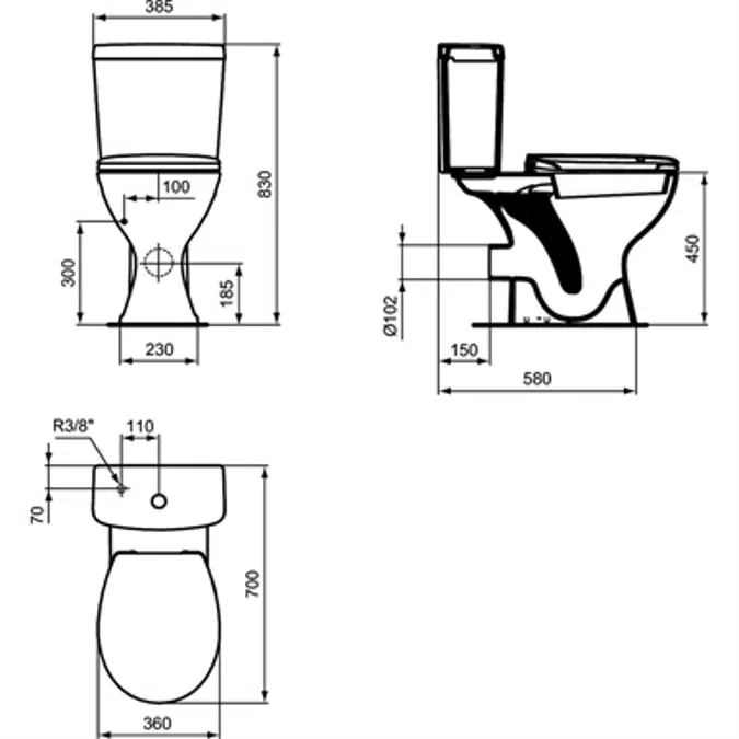 BIM objects - Free download! SIMPLICITY CISTERN BSIO WHITE 6/3 DF CC ...