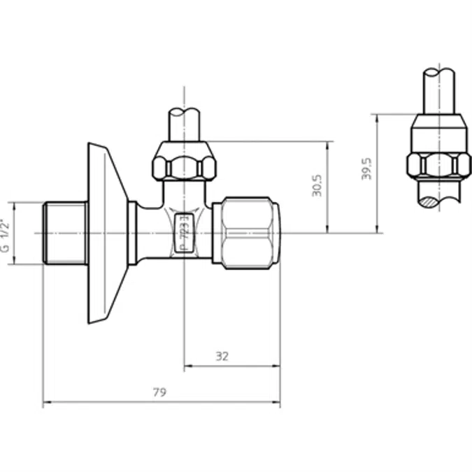 BIM objects - Free download! ANGLE VALVE G1/2 X G1/2 CHROMIUM PLATED ...