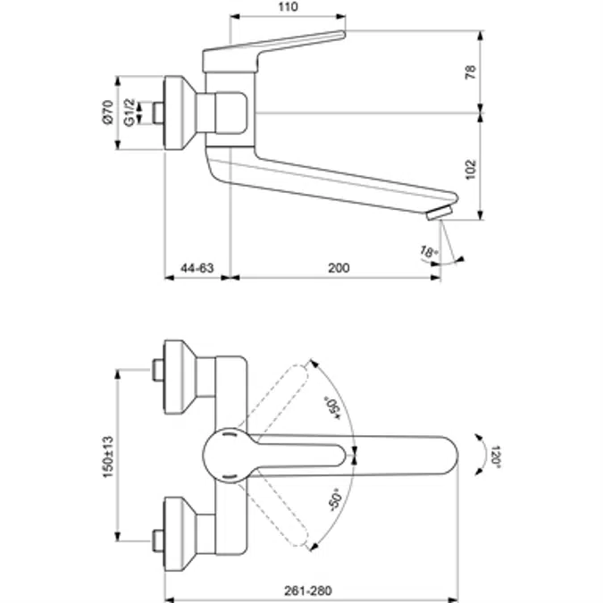 BIM objects - Free download! Ceraplus wall mounted basin mixer | BIMobject