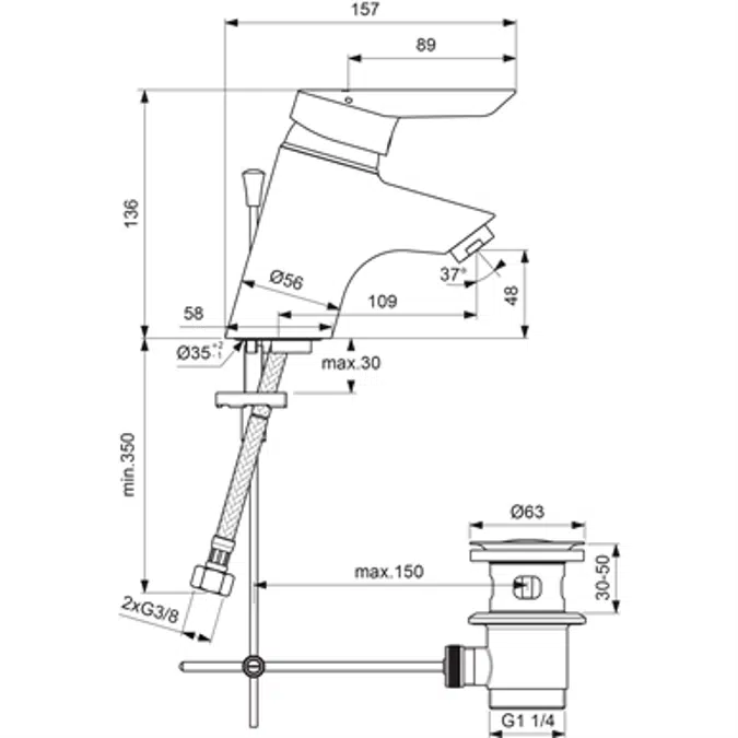 BIM objects - Free download! CERAPLUS single lever basin mixer with pop ...