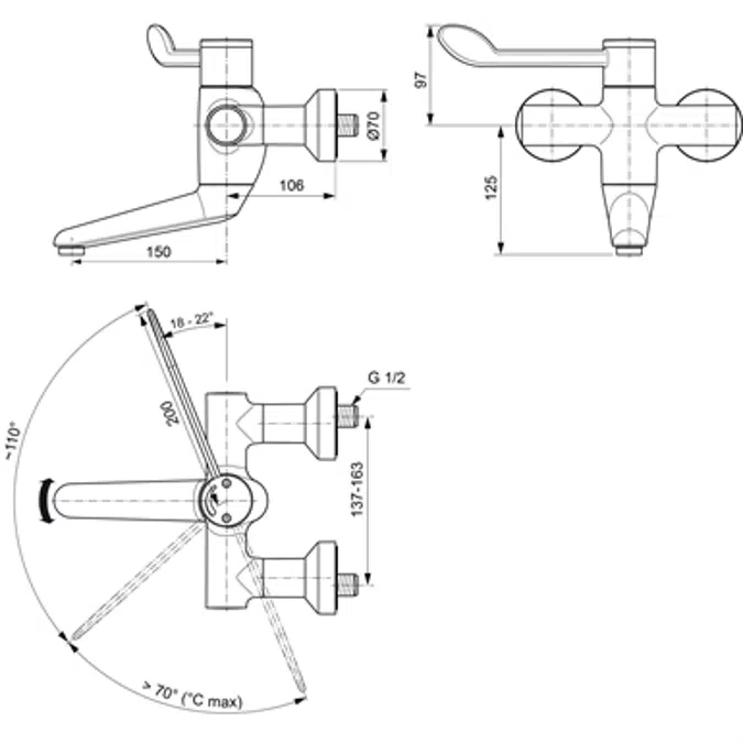 BIM objects - Free download! Ceraplus Safe SQ wall mounted thermostatic ...