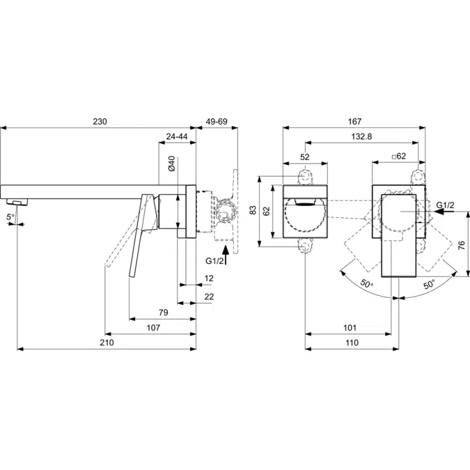 BIM objects - Free download! Basin built in wall mounted 220mm kit 2 ...