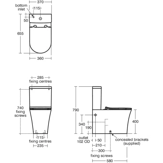 BIM objects - Free download! La Dolce Vita® close coupled toilet, back ...