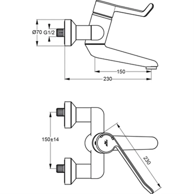 BIM objects - Free download! Ceraplus wall mounted single lever basin ...