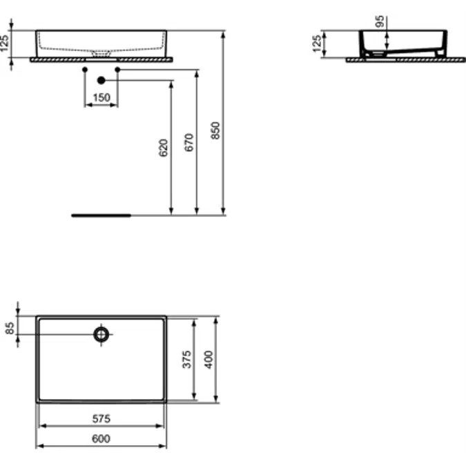 BIM objects - Free download! EXTRA 60X40CM VESSEL BASIN WITHOUT TAP ...