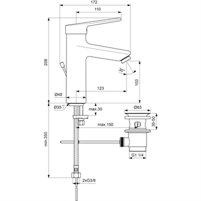 BIM objects - Free download! Ceraplus single lever basin mixer with pop ...