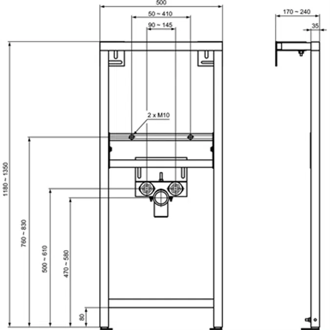 BIM objects - Free download! MOUNTING FRAME FOR BASIN 118 CM | BIMobject