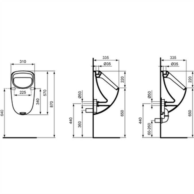 BIM objects - Free download! CONNECT URINAL HO TI WHITE | BIMobject