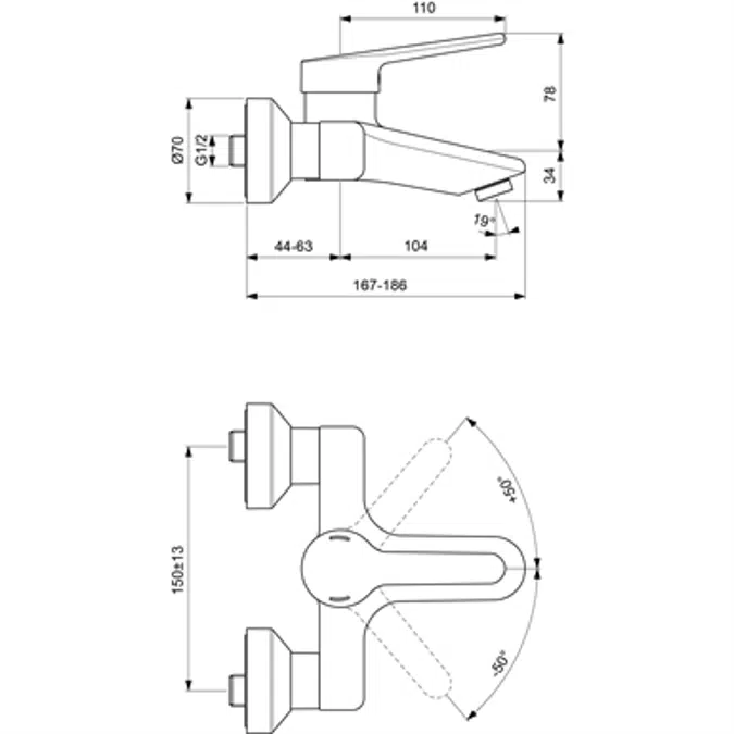 BIM objects - Free download! Ceraplus Safe SQ 2 wall mounted basin ...