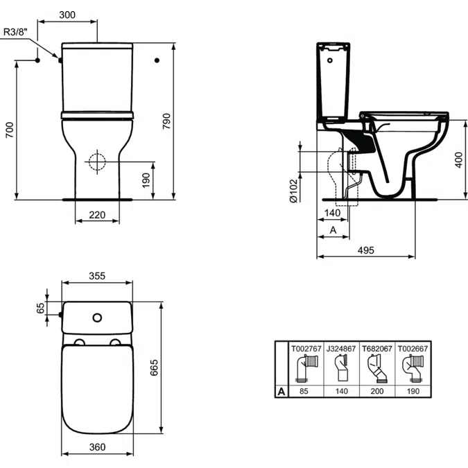 BIM objects - Free download! I.LIFE A CISTERN, SIDE INLET, TRIM MOUNTED ...