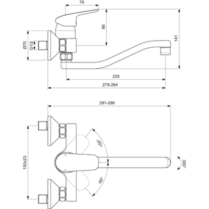 BIM objects - Free download! CERAFLEX SNK MXR EXPSD TUB.SPT/235MM ...