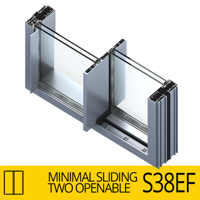 BIM objects - Free download! Minimal Sliding Door S38EF, Two-Fixed ...