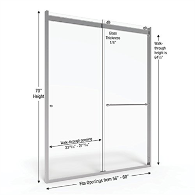 Bim 对象 免费下载！ Basco 5500a Rotolo Semi Frameless Sliding Shower Door