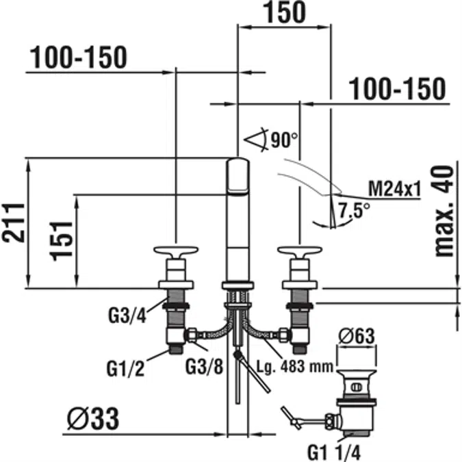 BIM objects - Free download! arwa-curveprime, Basin faucet | BIMobject