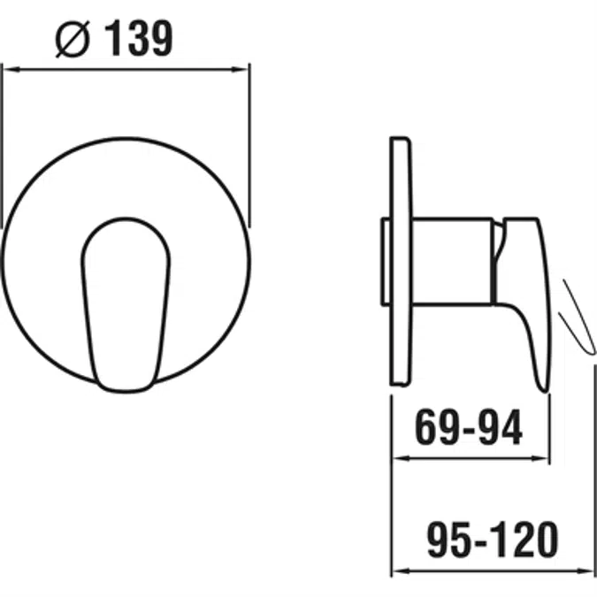 BIM objects - Free download! arwa-curveplus, Concealed shower faucet ...