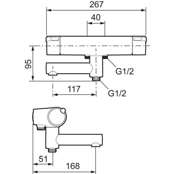 BIM objects - Free download! MMIX II Bath mixer 40 c/c with connection ...