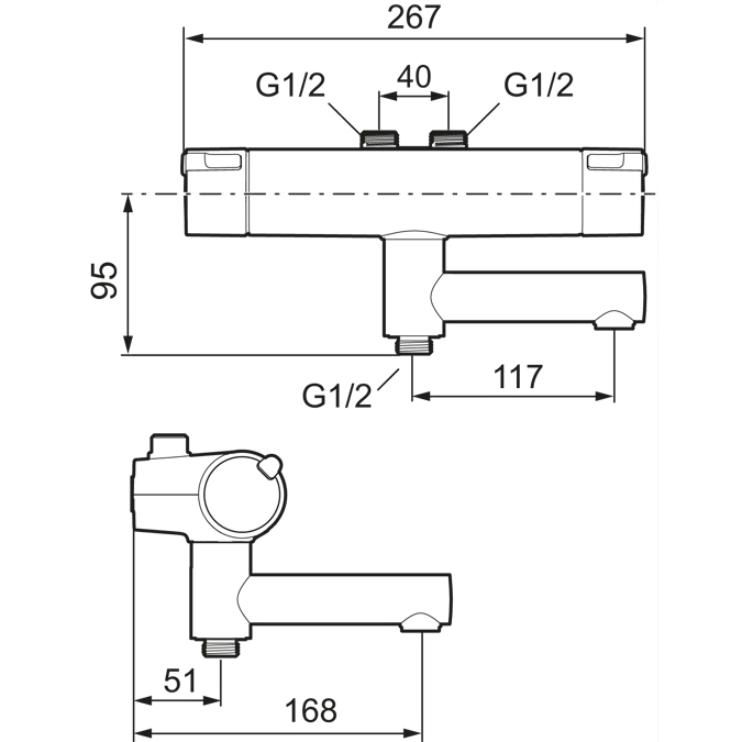 BIM objects - Free download! MMIX II Bath mixer 40 c/c with connection ...