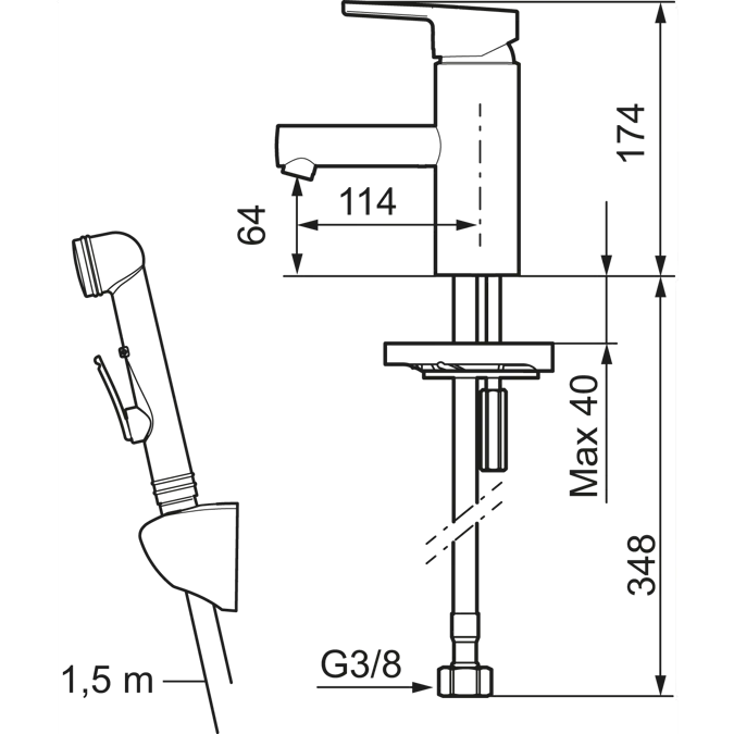 BIM objects - Free download! Mora MMIX II Basin mixer with selfclosing ...