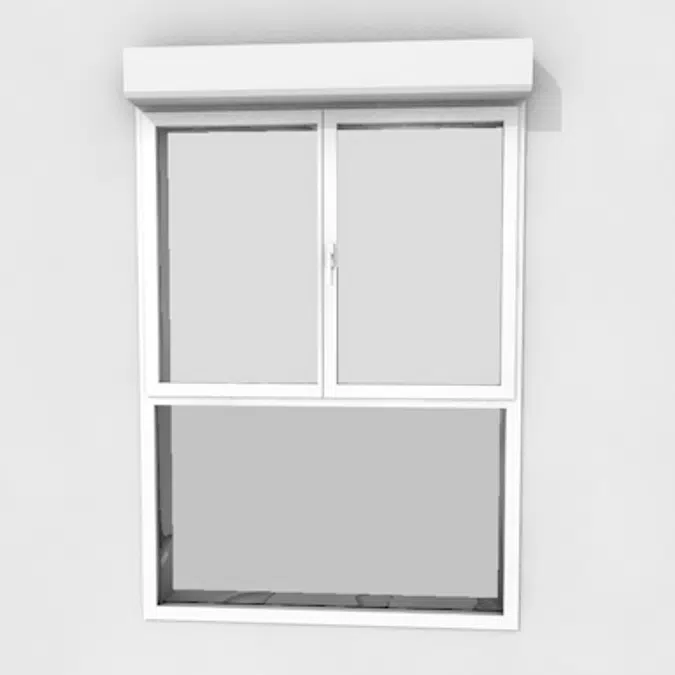 BIM objects - Free download! Double window on fixed pane with shutter ...