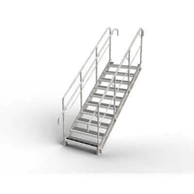 BIM objects - Free download! Straight flight staircase, level tread ...