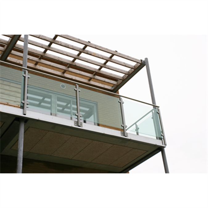 BIM objects - Free download! Sectional Railing Glass Side mounted ...