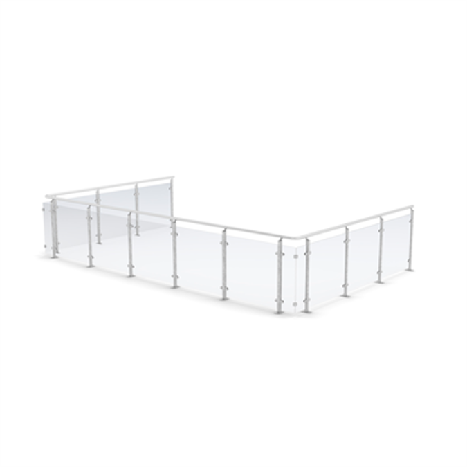 BIM objects - Free download! Sectional Railing Glass Top mounted ...