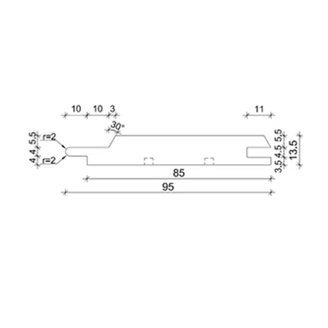 BIM objects - Free download! Metsä Wood, spruce interior panel, 14x95 ...