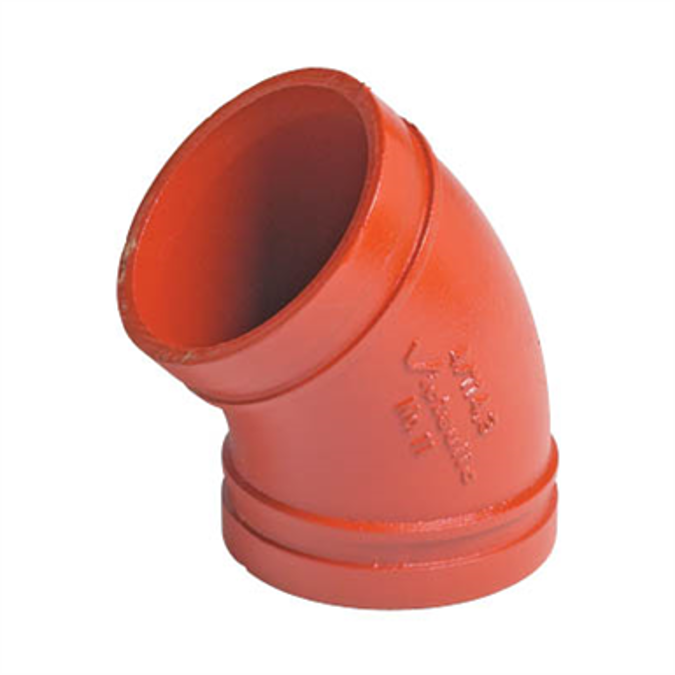 BIM objects - Free download! No. 11 45 deg Elbow, 1" to 24", Ductile ...