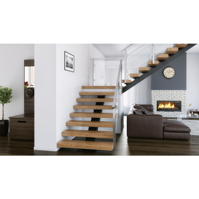 BIM objects - Free download! Viewrail FLIGHT Floating Stairs, 90° Turn ...