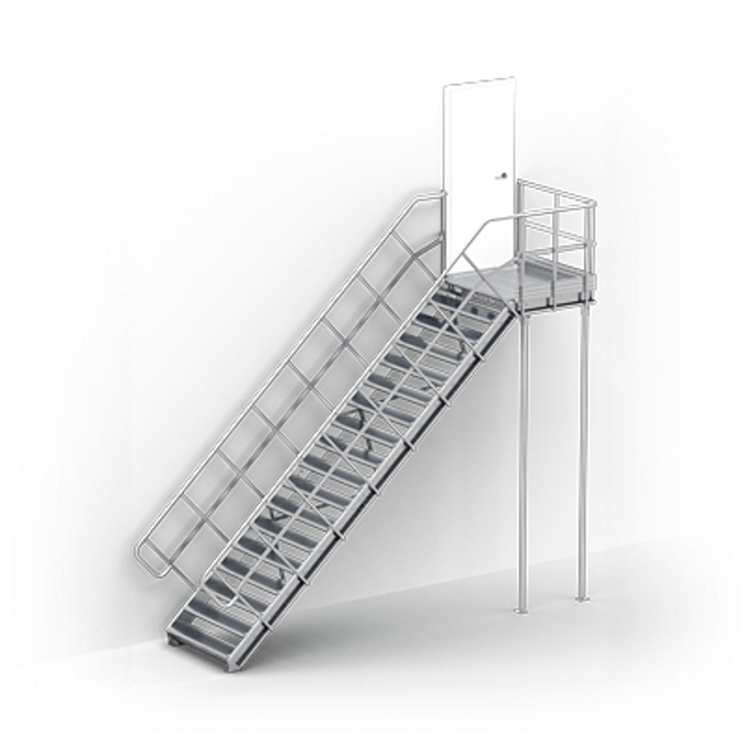 BIM objects - Free download! Linea - straight stairs with landing for ...