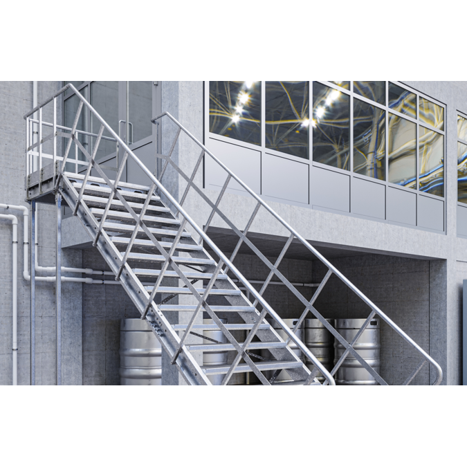 BIM objects - Free download! Linea - straight stairs for industry by ...