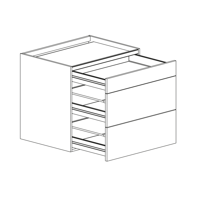 BIM objects - Free download! Base cabinet for cooktop with three ...